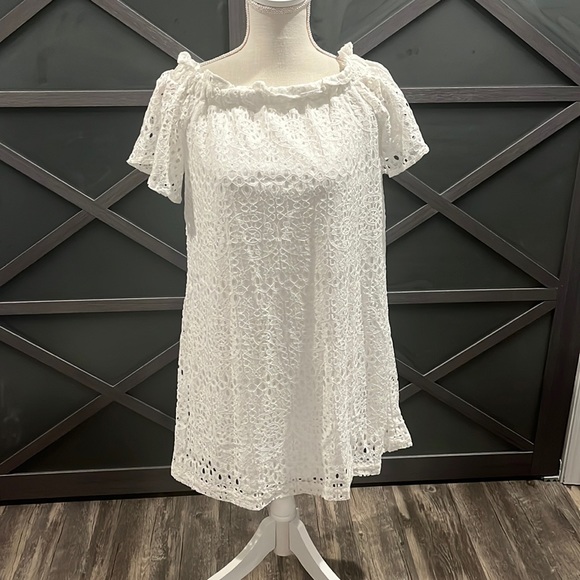 a.n.a | Dresses | Ana White Lace Eyelet Mini Dress | Poshmark